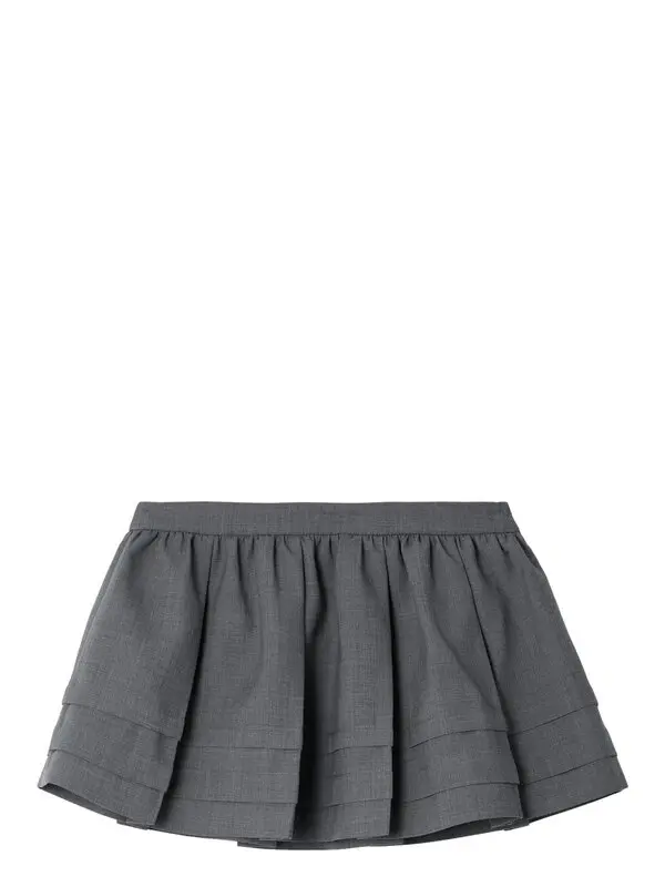SHUSHU/TONG Tiered Grain De Poudre Mini Skirt - Gray
