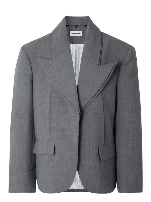 SHUSHU/TONG Layered Flannel Blazer - Gray