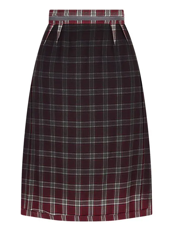 MAISON MARGIELA Dégradé Checked Woven Midi Skirt - Burgundy