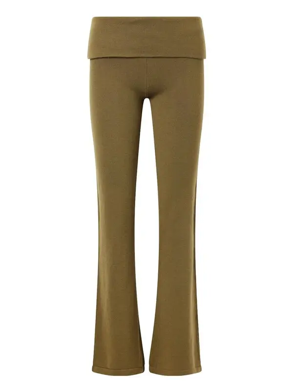 THE ELDER STATESMAN Flared Cashmere Pants - Green
