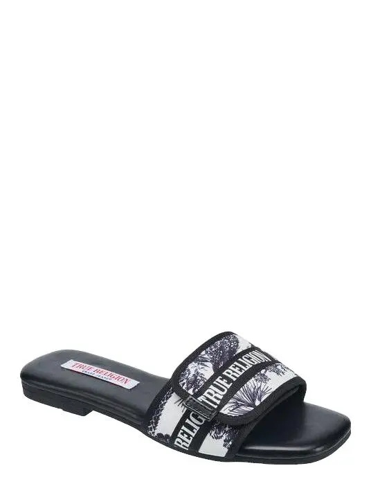 True Religion Logo Adjustable Sandal - Black