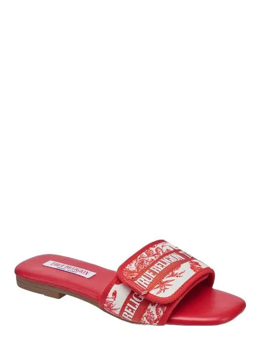 True Religion Logo Adjustable Sandal - Red