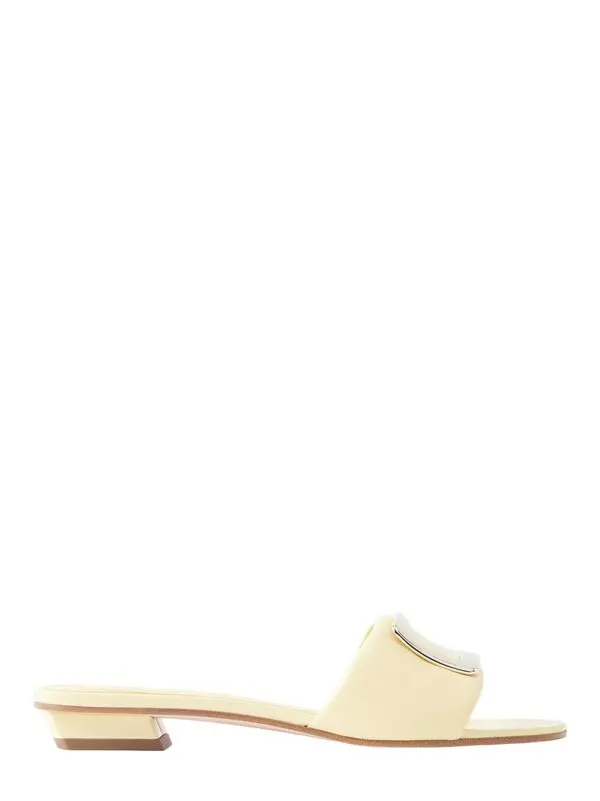 ROGER VIVIER 20 Buckled Padded Leather Mules - Yellow