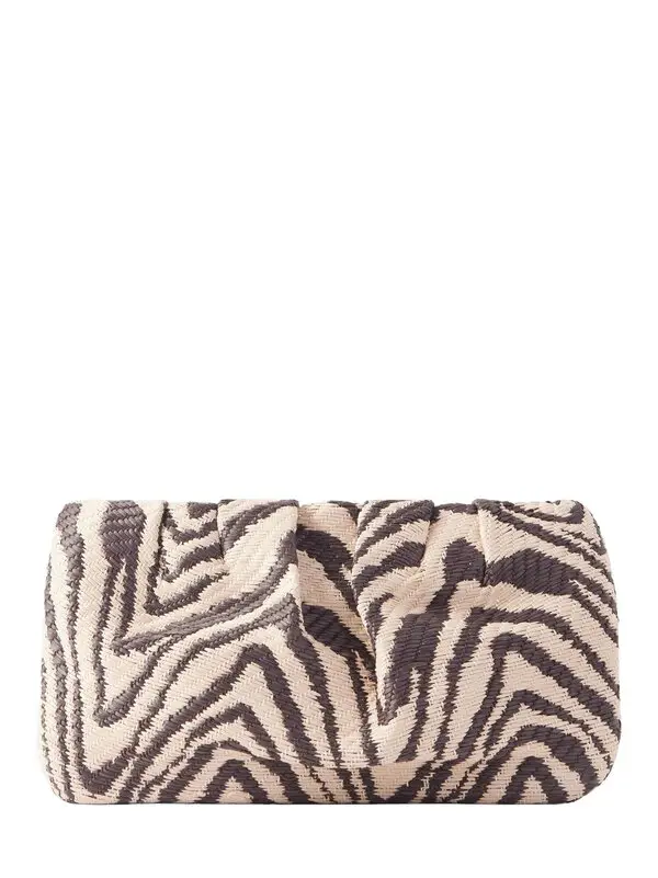 LOEFFLER RANDALL Serena Zebra-jacquard Woven Clutch - Brown