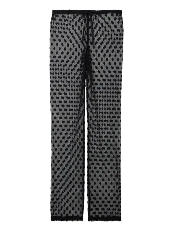 Dries Van Noten Polka-dot Cotton-blend Mesh Wide-leg Pants - Black
