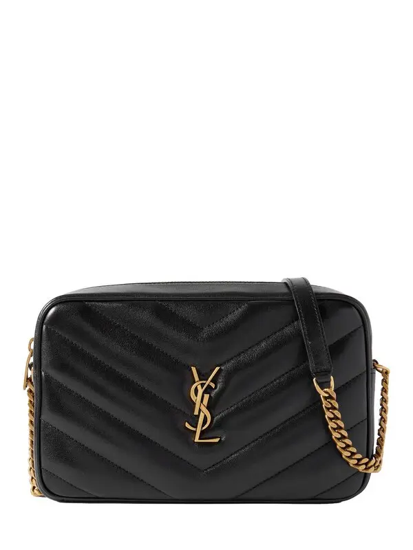Saint Laurent Loulou Quilted Textured-leather Shoulder Bag - Black
