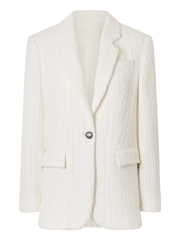 Brunello Cucinelli Cable-knit Cotton Blazer - White