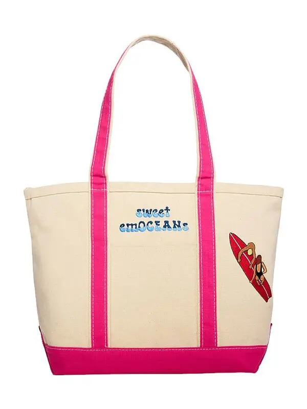 C.BONZ C. Bonz Surf Sweet Emoceans Large Canvas Tote Bag - Pink