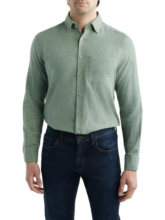 Scott Barber The Chambray Button-down Shirt - Agave