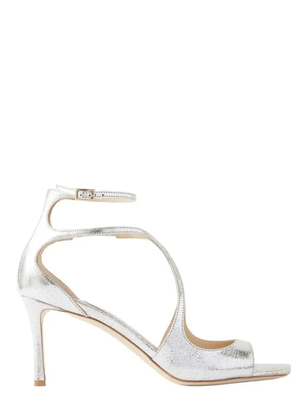 JIMMY CHOO Azia 95 Metallic Textured-leather Sandals - Gold