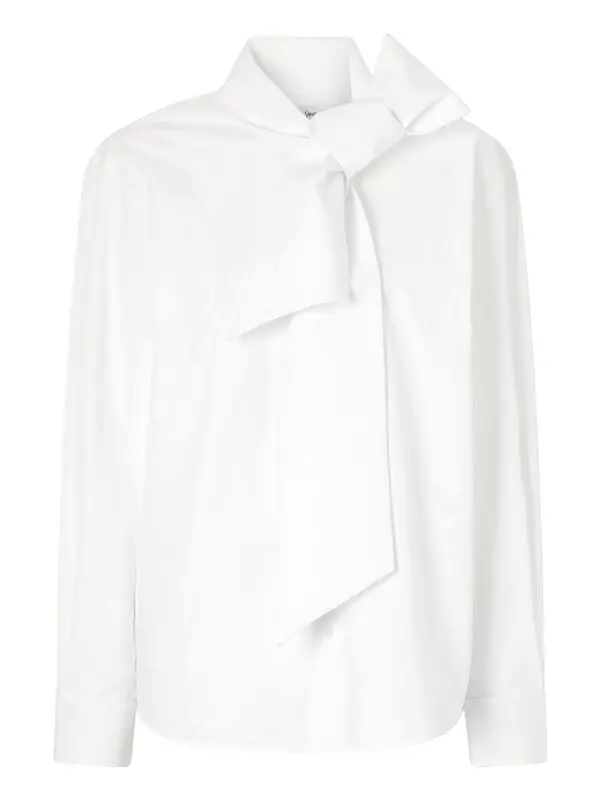 Saint Laurent Scarf Detailed Cotton-poplin Shirt - White