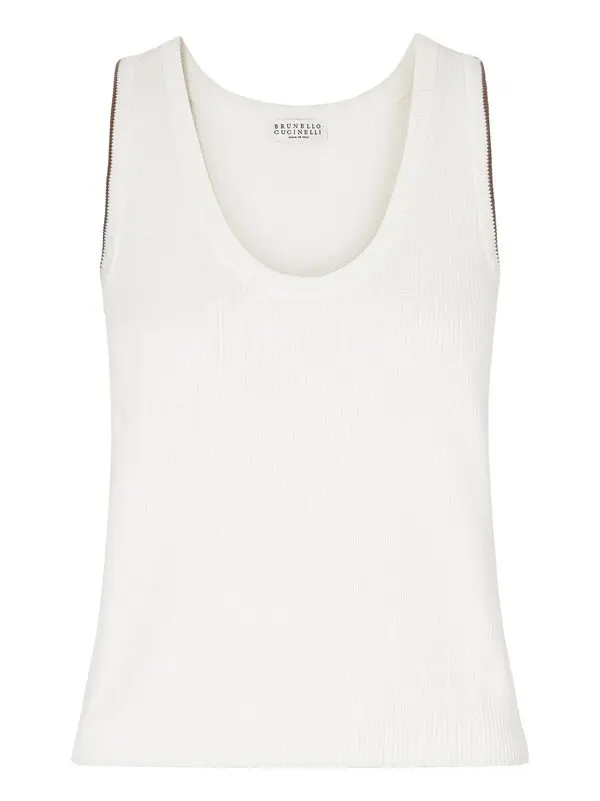 Brunello Cucinelli Ribbed Cotton Tank - White