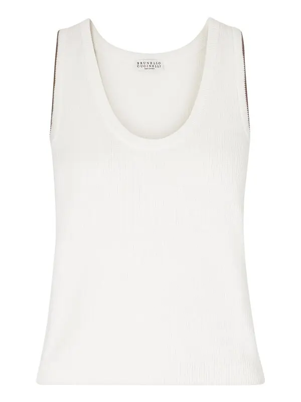 Brunello Cucinelli Ribbed Cotton Tank - White