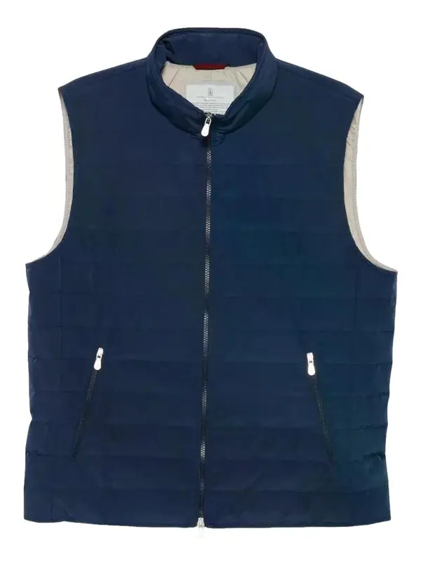 Brunello Cucinelli Zip Quilted Gilet - Blue