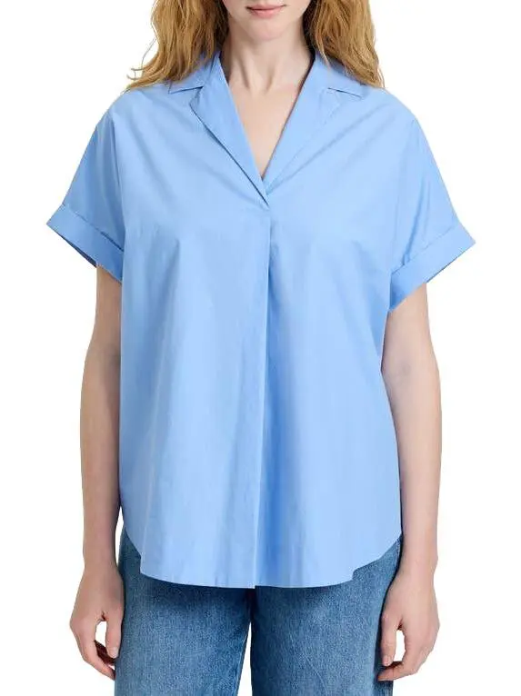 French Connection Cotton Poplin Popover Top - Blue Hydrangea