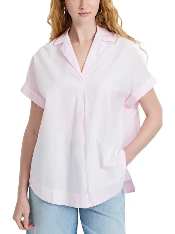 French Connection Cotton Poplin Popover Top - Pink Icing
