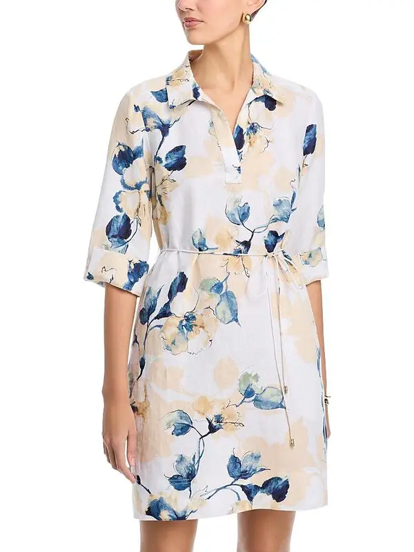 Tommy Bahama Beleza Blossom Three Quarter Sleeve Shift Dress - White