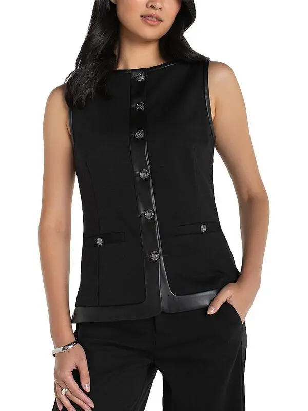 LIVERPOOL Sleeveless Button Detailed Vest - Black