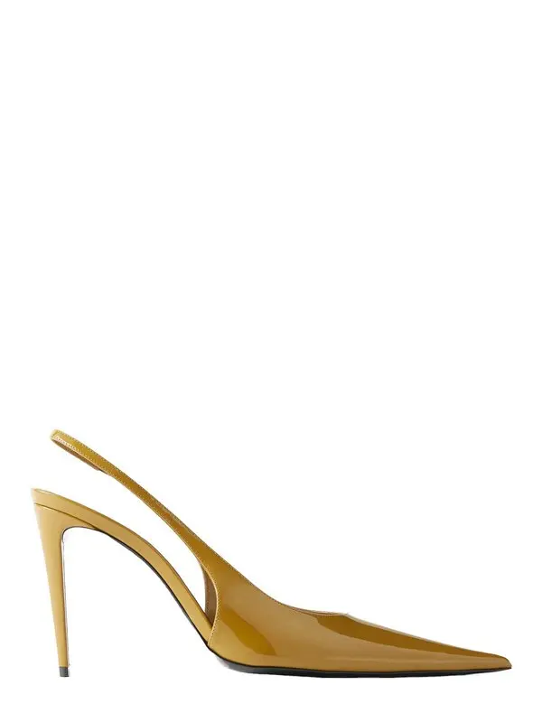 Saint Laurent Guermantes 95 Patent-leather Slingback Pumps - Green