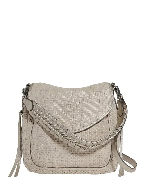 AIMEE All For Love Convertible Leather Shoulder Bag - Woven Metallic Sand