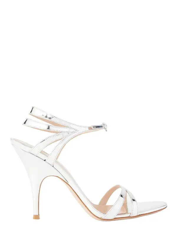 GIANVITO ROSSI Mirrored Leather Strappy Sandals - Silver