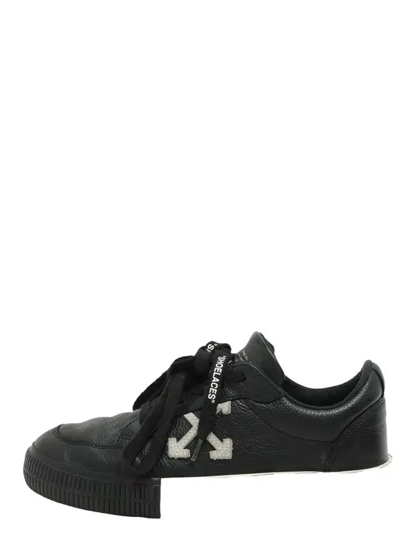 Off-White Leather Lace-up Sneakers With Striped Sole - Black