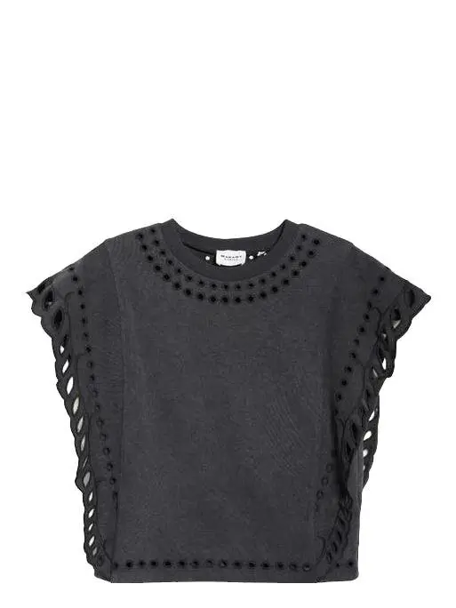 Isabel Marant Odyle Floral Cotton Graphic T-shirt - Faded Black