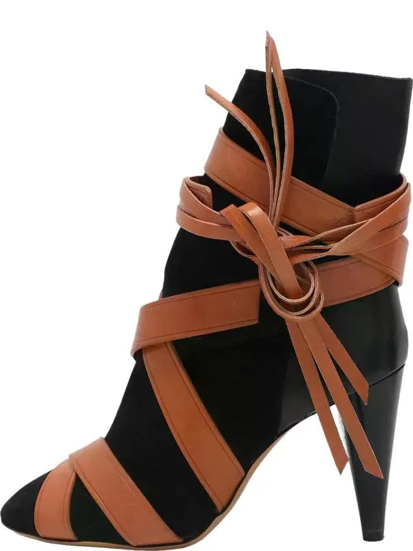 ISABEL MARANT VINTAGE Strappy Cone Heel Boots - Black