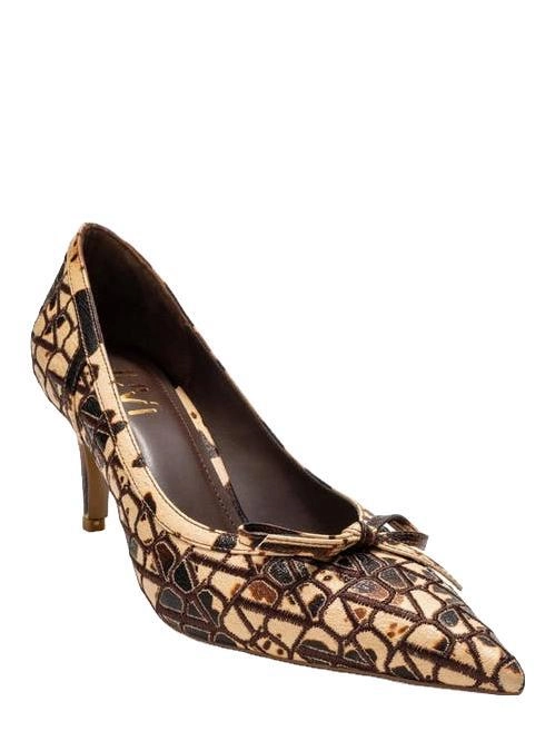 PROLOGUE SHOES Camden Bow Pointed Toe Pumps - Beige Pattern