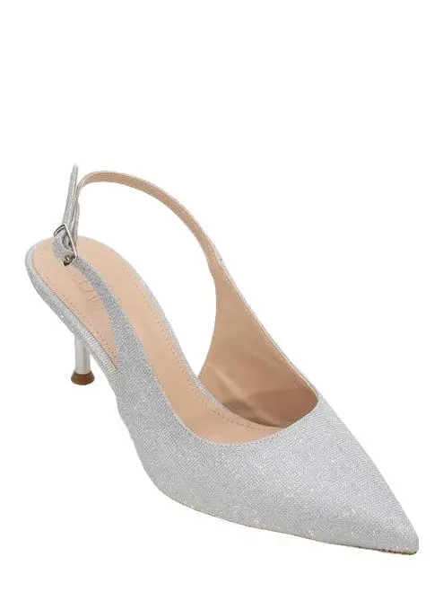 PROLOGUE SHOES Caisa Slingback Pointed Toe Pump - Silver