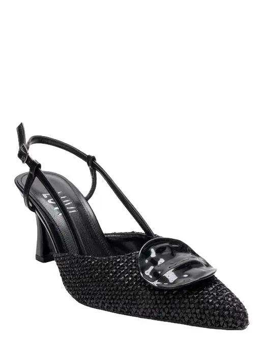 PROLOGUE SHOES Levia Woven Slingback Pumps - Black