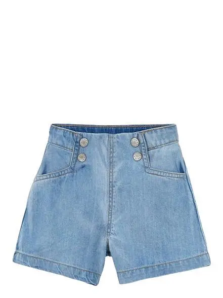 MAYORAL Denim Shorts With Button Detail - Light Blue
