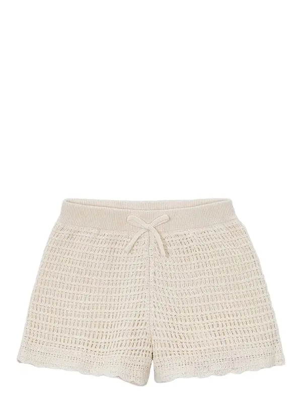 MAYORAL Crochet Knit Shorts With Scalloped Hem - Beige