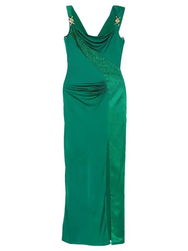 Versace Crystal-embellished Maxi Dress - Green