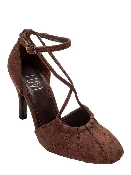 PROLOGUE SHOES Eliza Stiletto Pump - Brown Suede