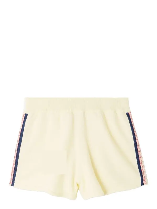 Guest In Residence Runner Striped Cotton And Cashmere-blend Shorts - Pastel Yellow