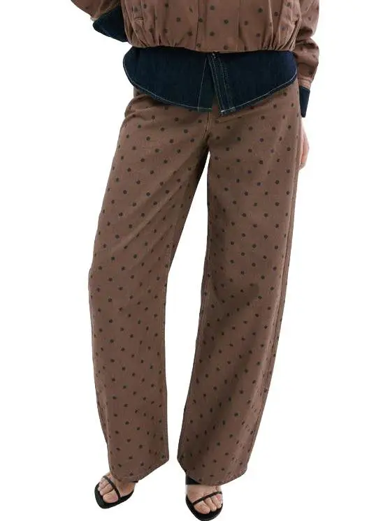 Mango Polka Dot Straight Leg Jeans - Chocolate