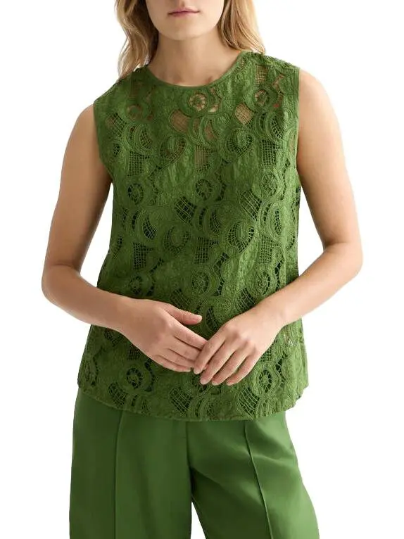 Scotch & Soda Flame Embroidered Sleeveless Top - Garden Green