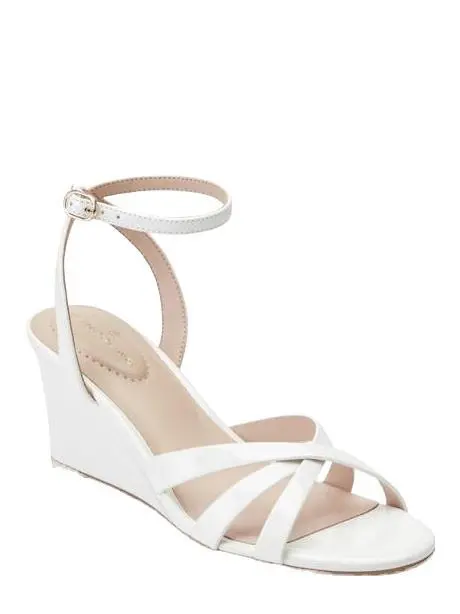 Bandolino Adler Ankle Strap Wedge Sandal - White