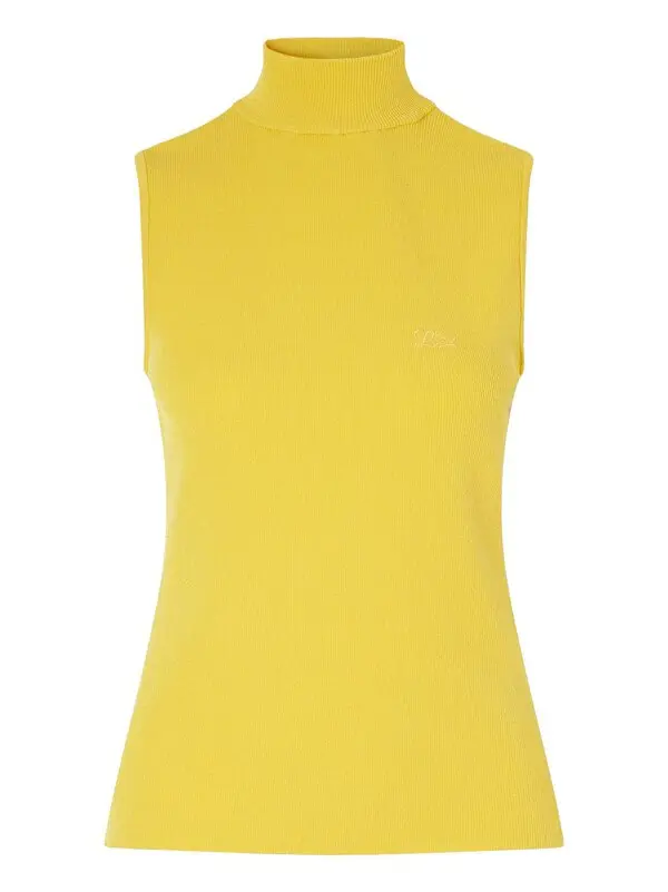 Loewe Logo-embroidered Ribbed-knit Turtleneck Top - Yellow