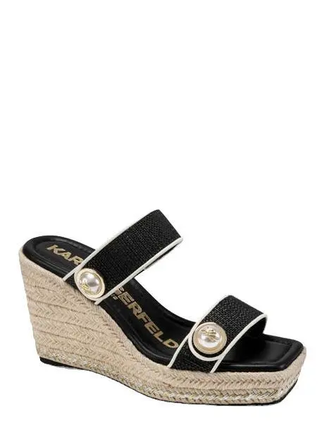 Karl Lagerfeld Paris Carsen Double Band Espadrille Sandal - Black/cream