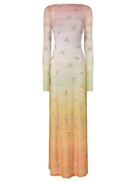 Missoni Long Cover-up Dress In Lamé Viscose With Dégradé Spiderweb Motif And Embroidery - Multicoloured