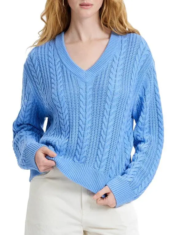 French Connection Ryland Cable Knit Sweater - 40-blue Hydrangea