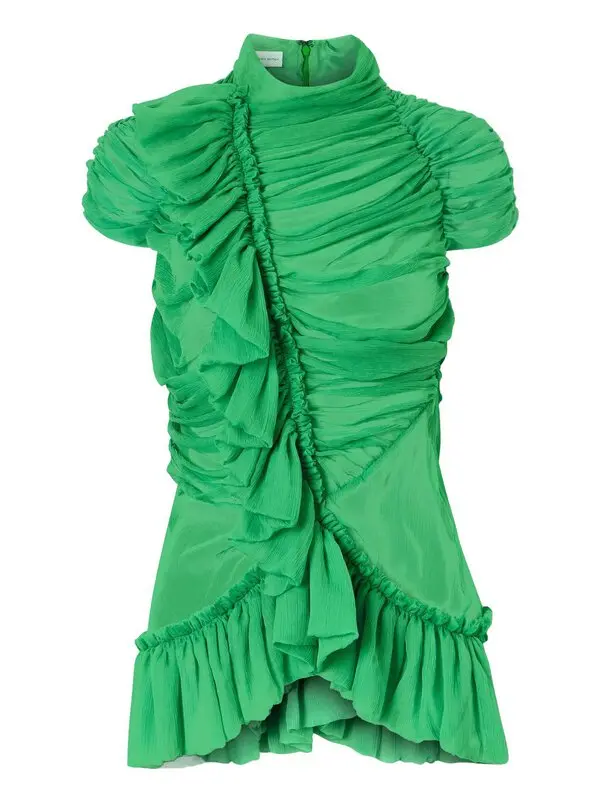 Dries Van Noten Ruffled Silk-chiffon Blouse - Green