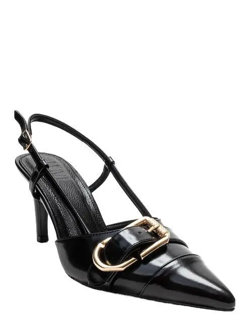 PROLOGUE SHOES Noen Buckle Pointed Toe Stiletto Pump - Black