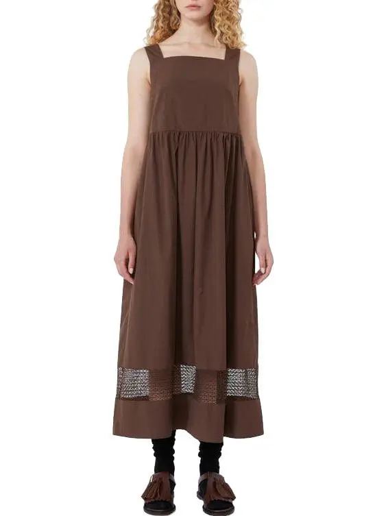 Max Mara Gola Lace Inset Cotton Dress - Chocolate