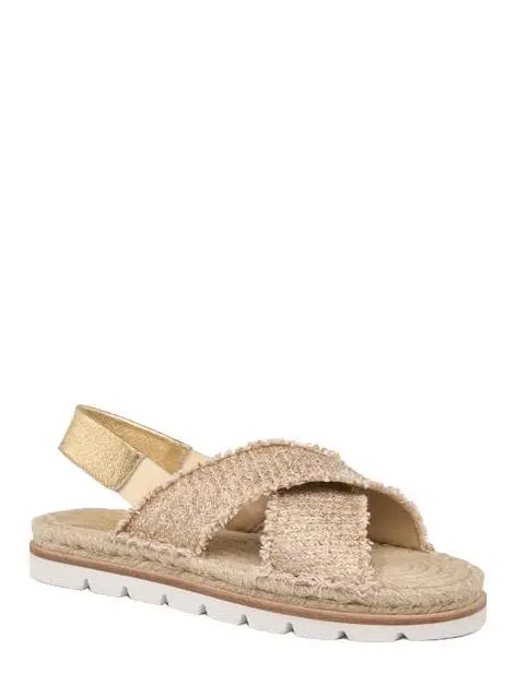 J/SLIDES NYC Bo Slinbgack Raffia Sandal - Light Gold