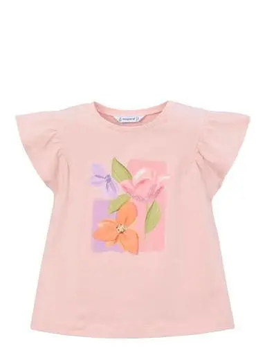MAYORAL T-shirt With Floral Embroidery - Pink