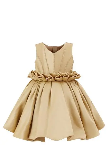 TULLEEN Harmony Ruffle Waist Formal Dress - Gold