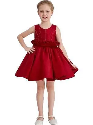 TULLEEN Harmony Ruffle Waist Formal Dress - Red